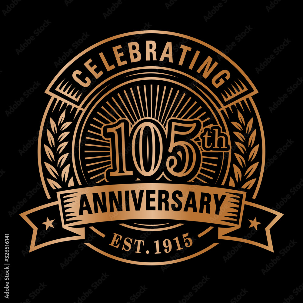 105 years of celebrations design template. 105th logo. Vector and ...