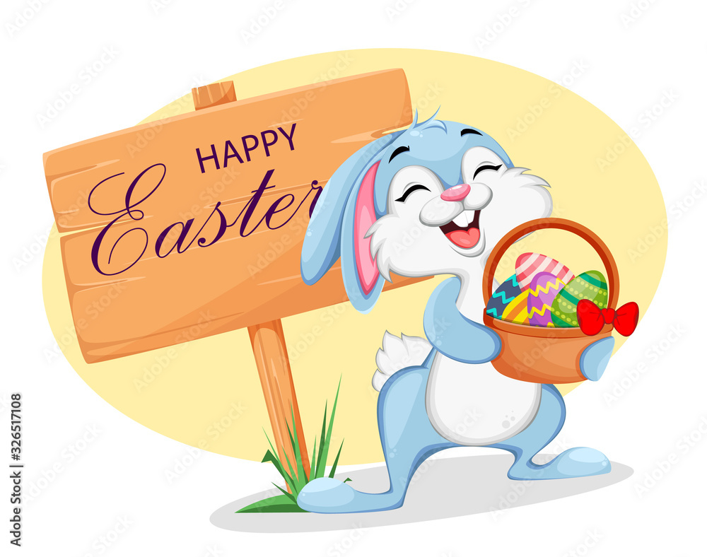 Funny Easter bunny cartoon character. Stock Vector | Adobe Stock