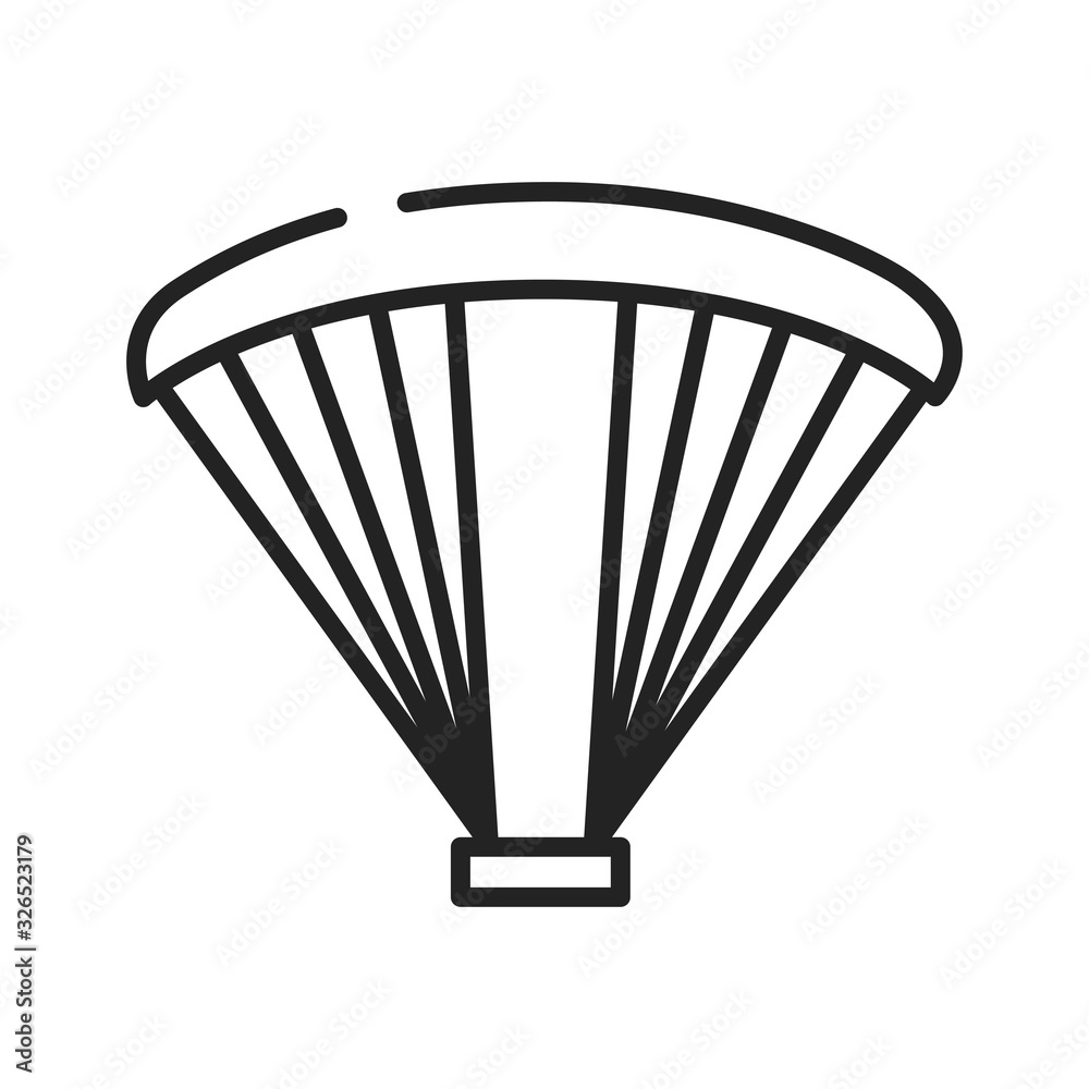 Paragliding in the sky black line icon on white background. Extreme ...