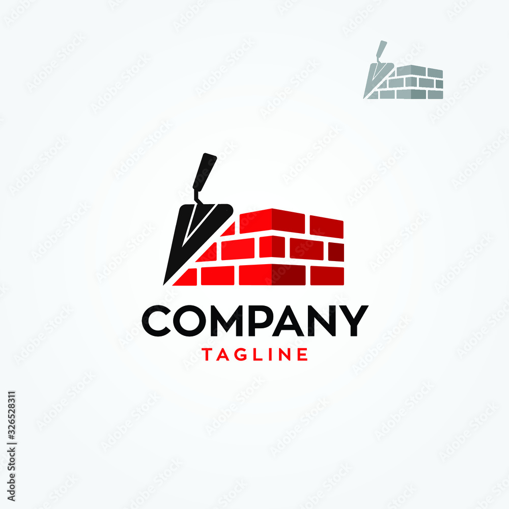 Masonry brick wall construction logo template Stock Vector | Adobe Stock