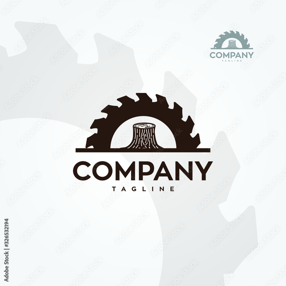 Wood cutting brand logo vector symbol Stock Vector | Adobe Stock