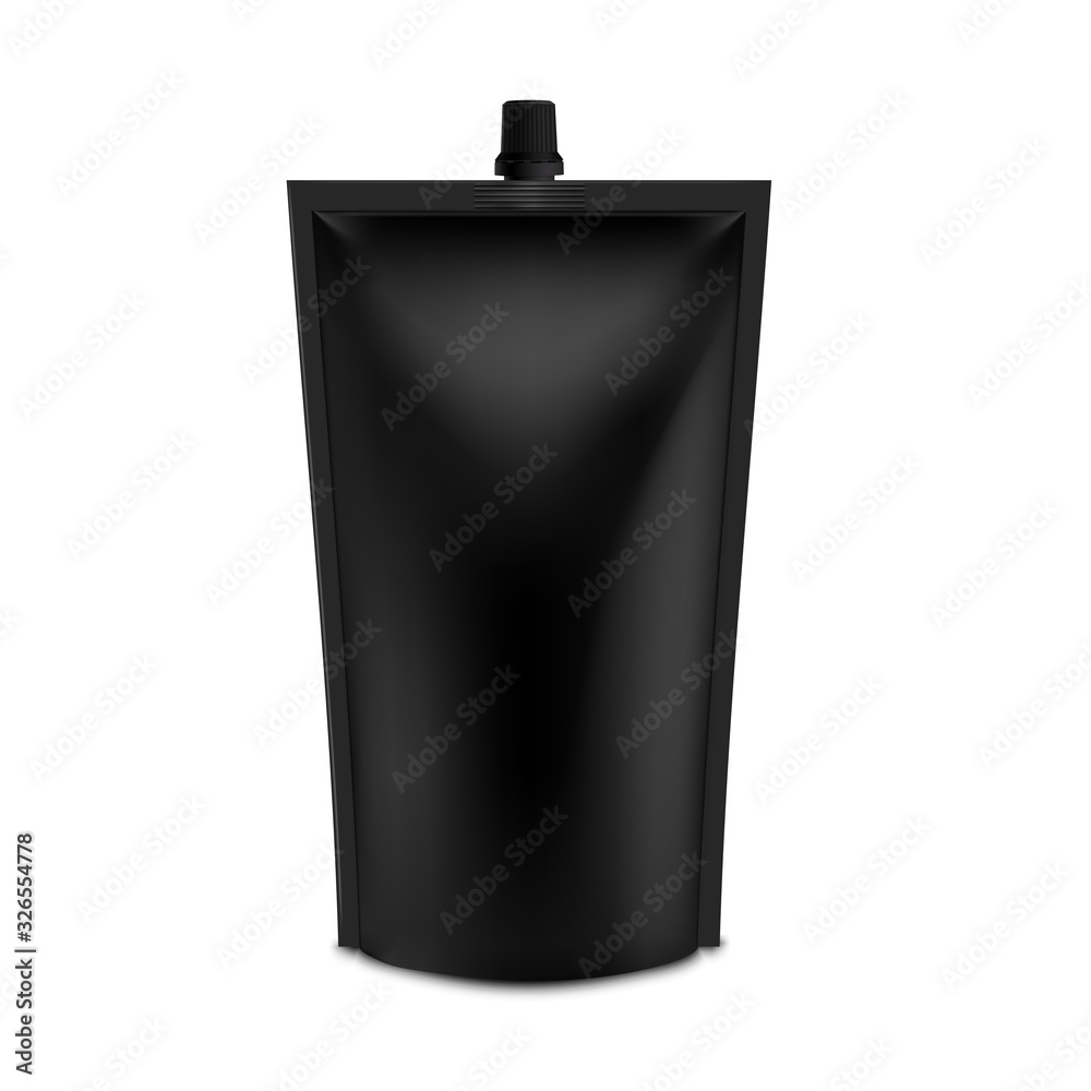 Realistic Black Blank Doy Pack Mock up. Vector Doypack Template Packing ...