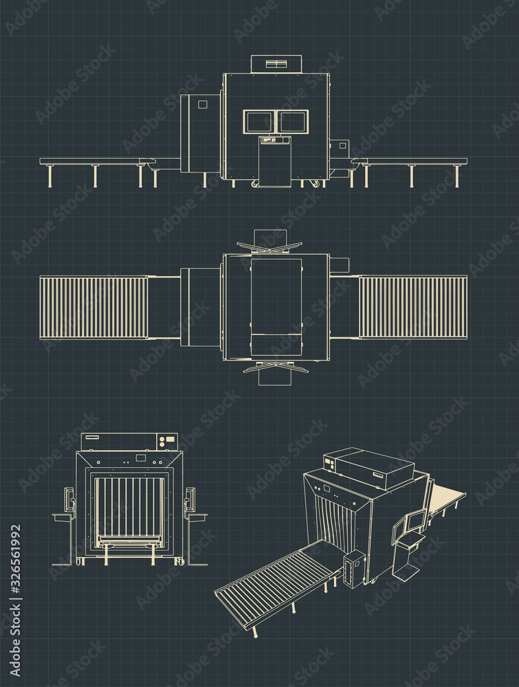 X-Ray Baggage Scanner drawings Stock Vector | Adobe Stock
