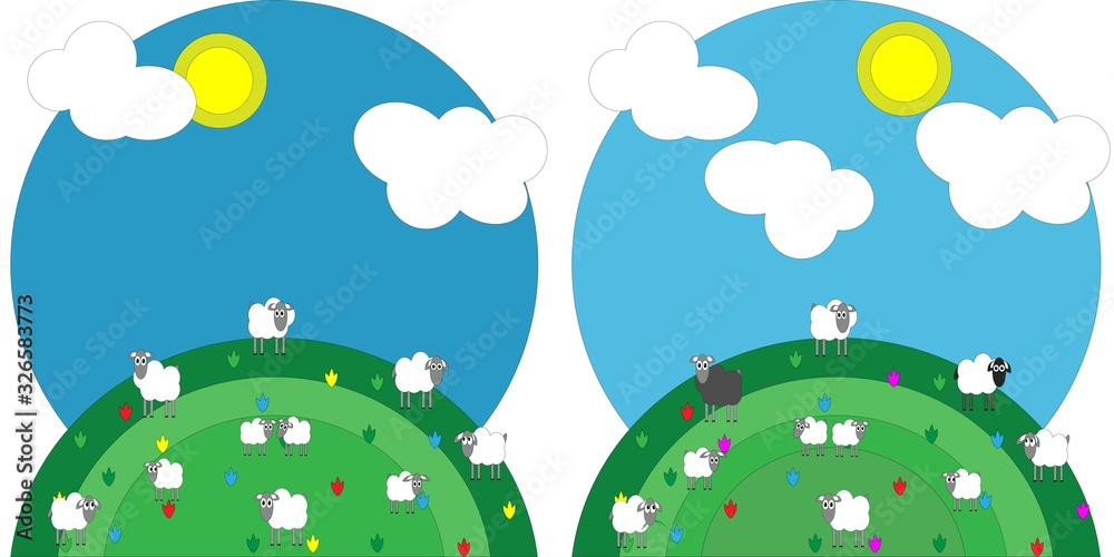 Find 10 differences between the two drawings of animals and nature ...