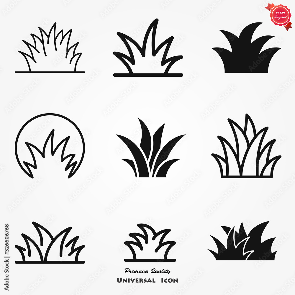 Grass icon, eco symbol of grass. Vector illustration Stock Vector ...