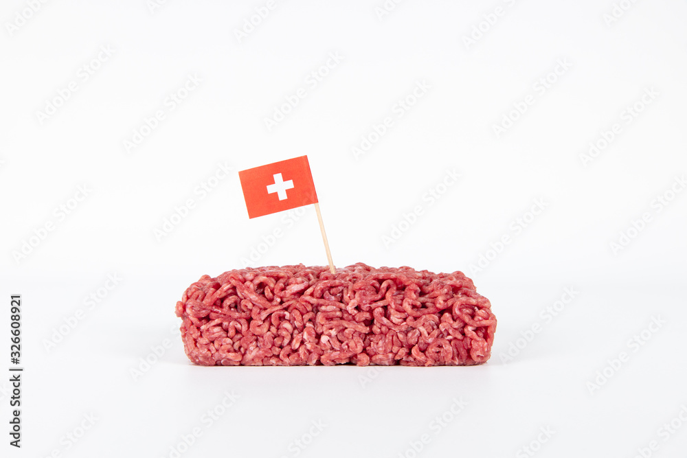 Schweizer Fleisch mit schweizer Flagge Stock Photo | Adobe Stock