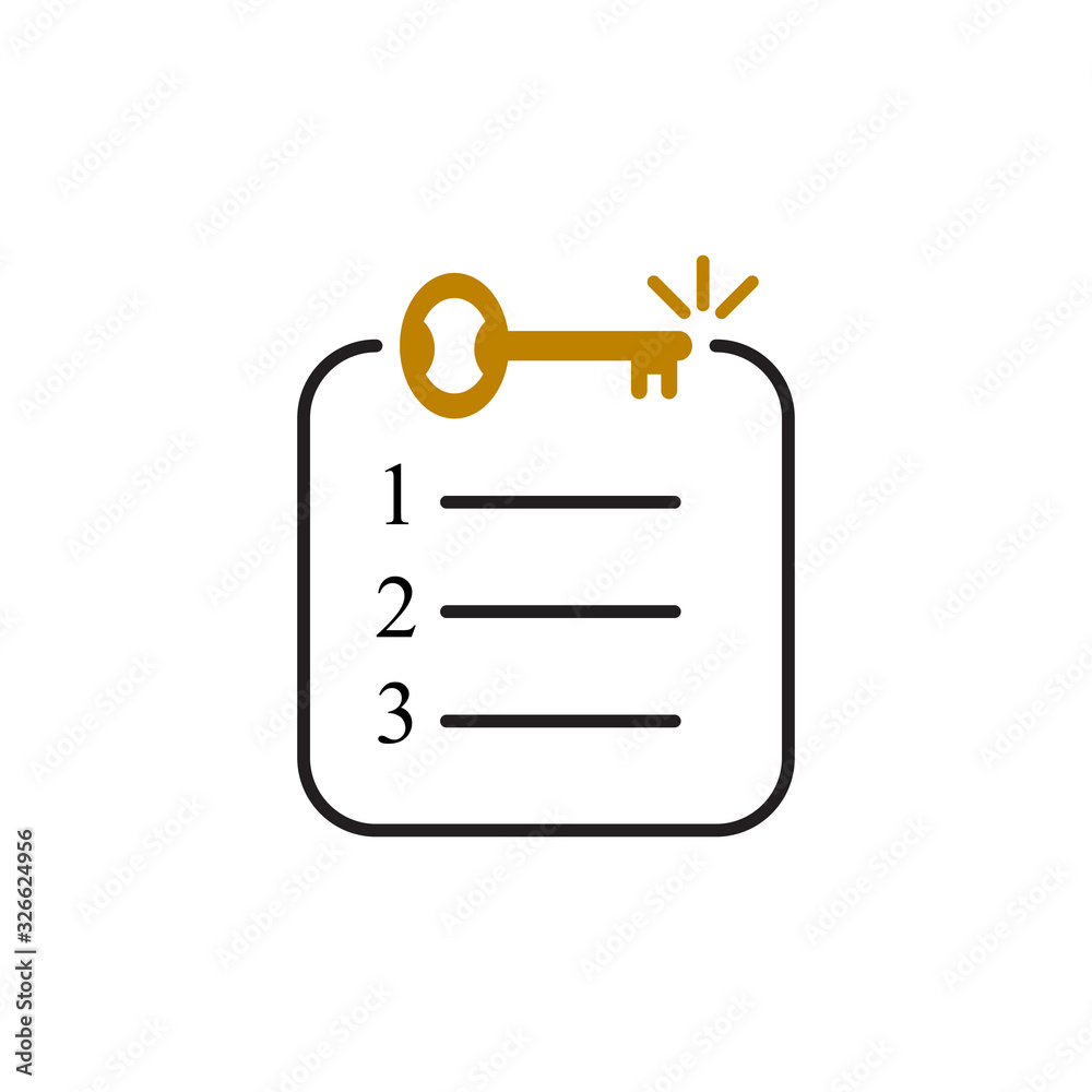 Keywords checklist icon design isolated on white background Stock ...