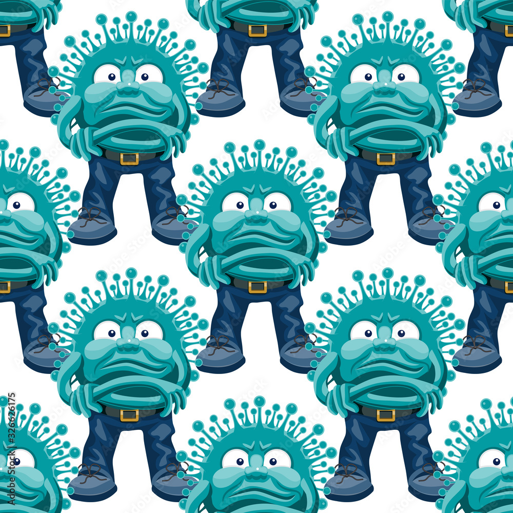 Seamless cartoon character pattern on white background. Vector image ...