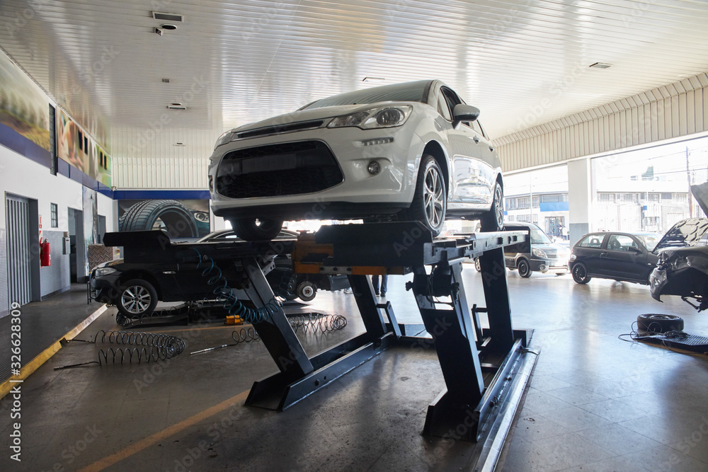 Car on the lift ready for inspection Stock Photo | Adobe Stock