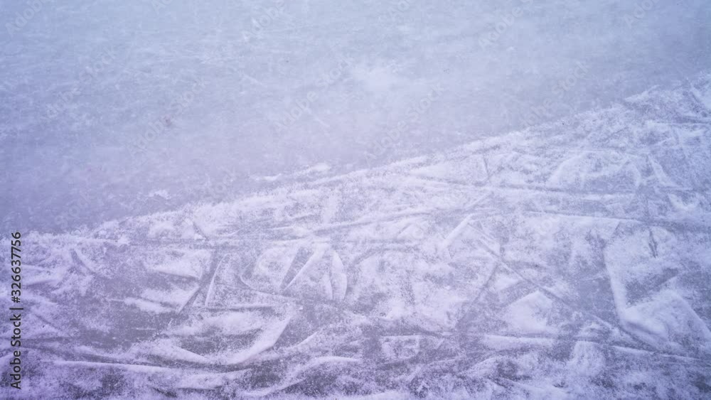 Ice surface. Top View Of Frozen Water Surface. Lines And Patterns In ...