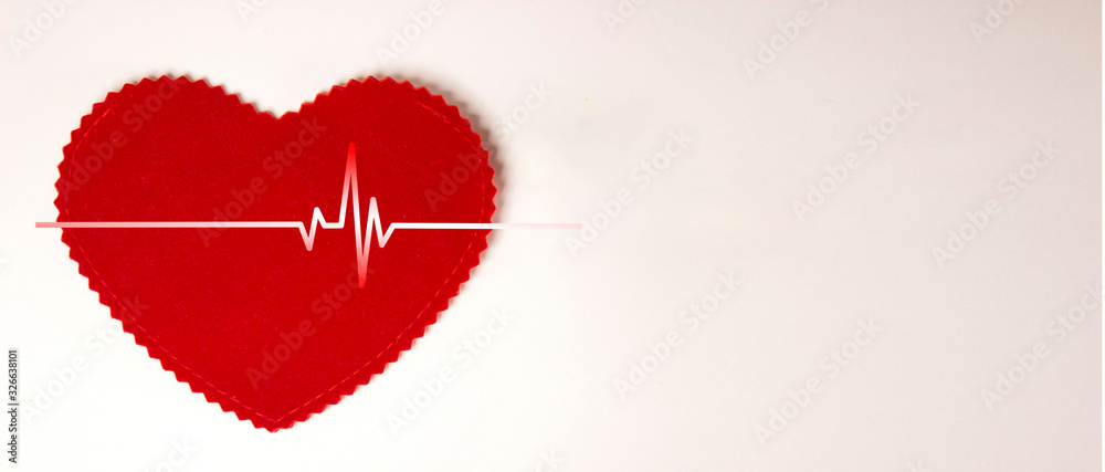 Heart sign, cardiogram, on on a white background with copy space for ...