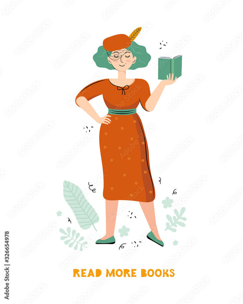 Literary fan. Smart woman who loves literature reads a book. Young ...