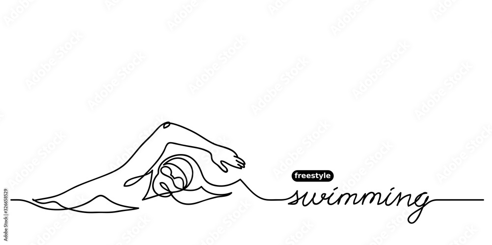 Freestyle swimming vector banner. Competition vector minimalistic sport ...