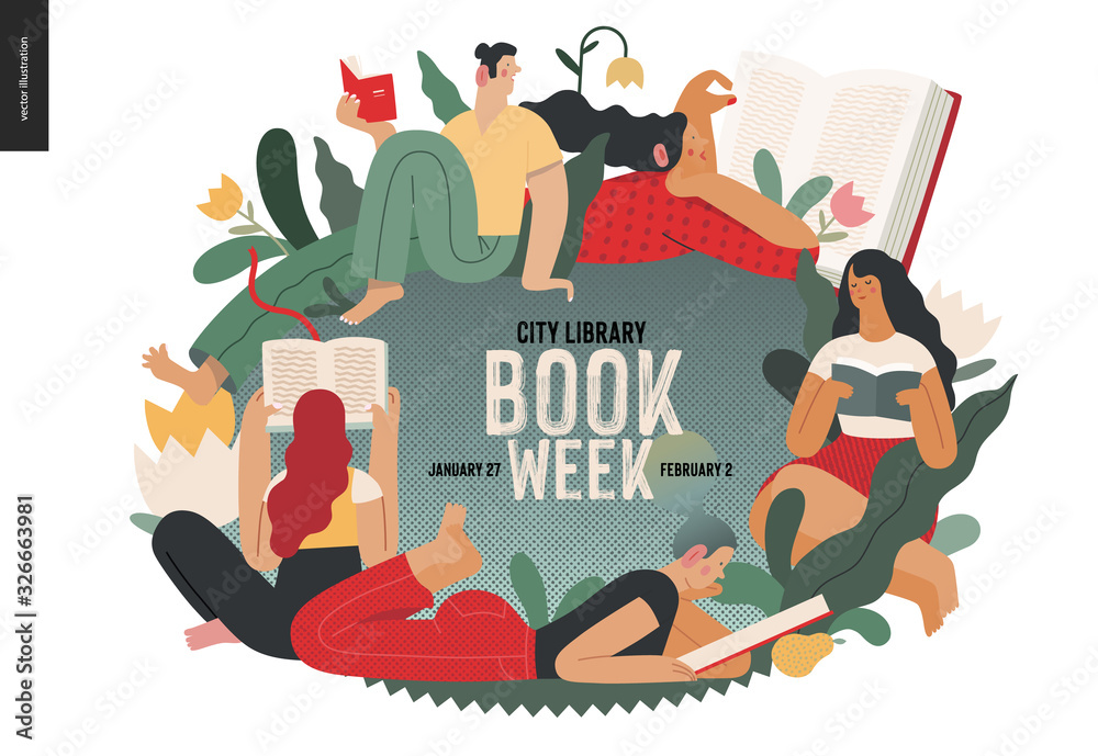 World Book Day graphics -book week events. Modern flat vector concept ...