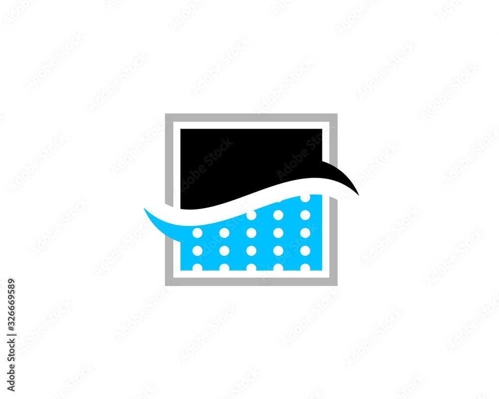 square dual tone logo with wave stream water and dripping droplets ...
