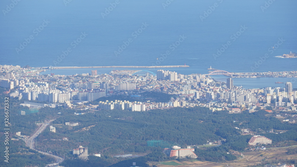 Aerial panorama of the Sokcho city in Gangwon-do province, South Korea ...