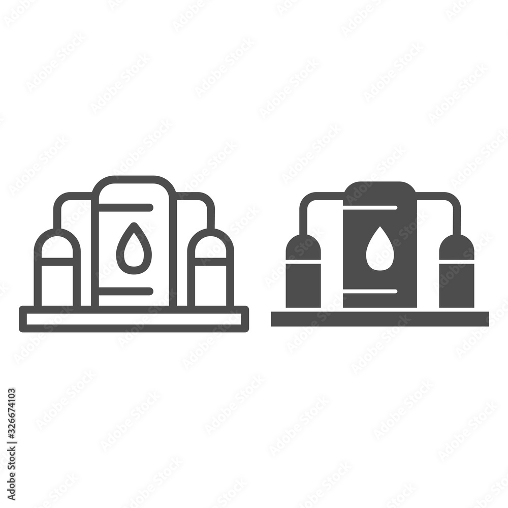 Fuel storage line and solid icon. Underground reservoir system ...