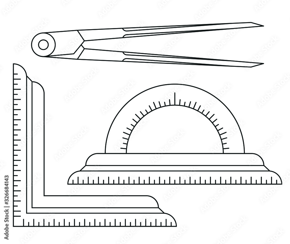Geometry Symbols. Simple masonic square, compass, protractor. Stock ...