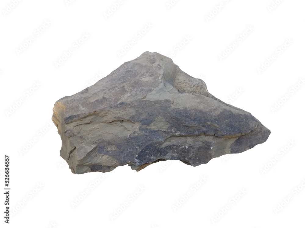 Gray shale isolated on white background. Shale is a fine-grained ...