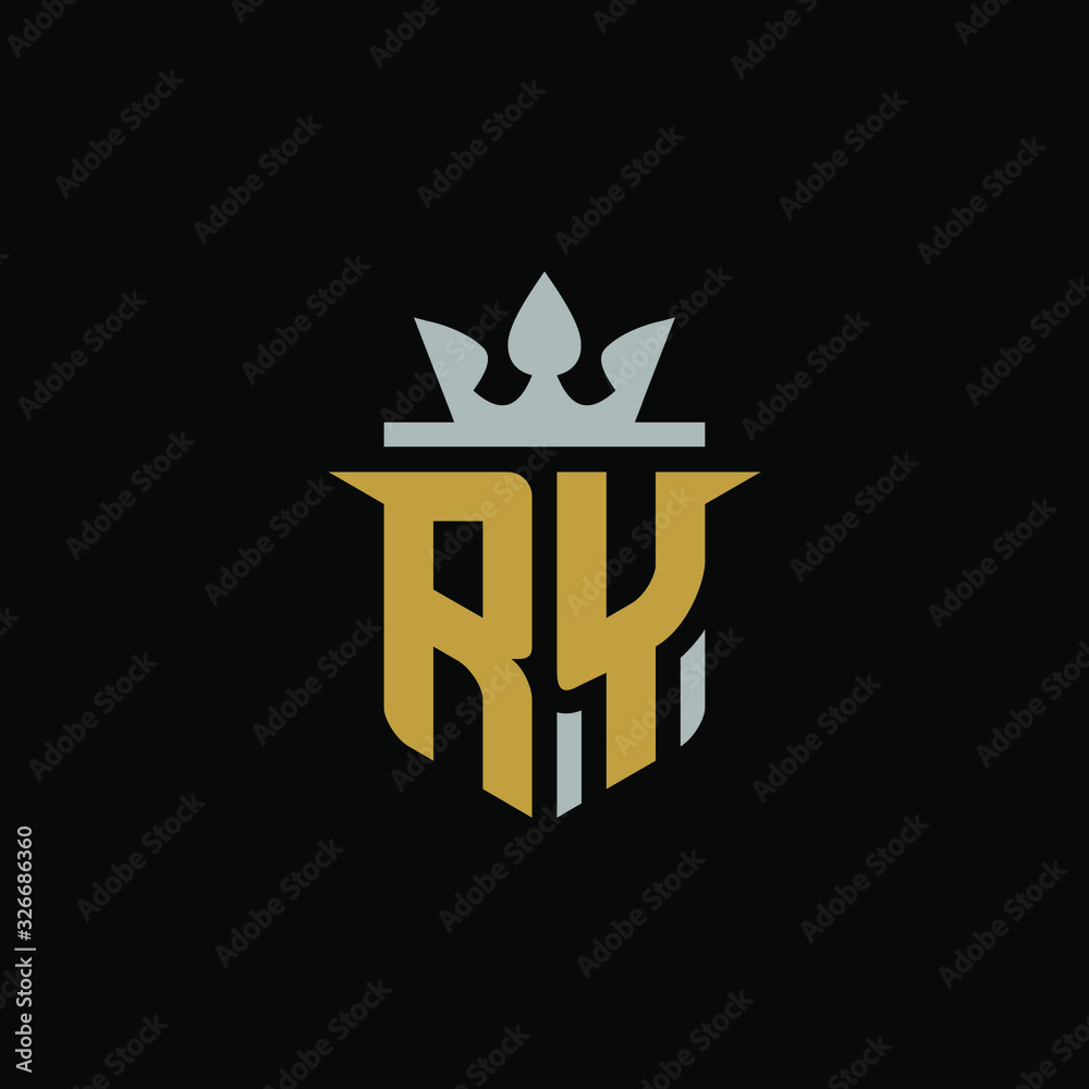 Initial Letter RY with Shield King Logo Design Stock Vector | Adobe Stock