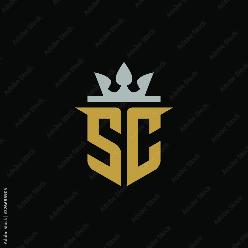 Initial Letter SC with Shield King Logo Design Stock Vector | Adobe Stock