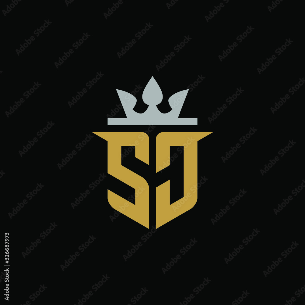 Initial Letter SJ with Shield King Logo Design Stock Vector | Adobe Stock