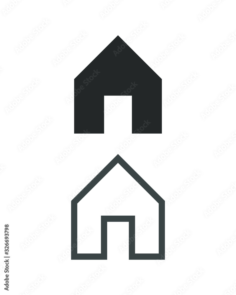 Home icon set. House symbol. Simple flat shape building logo sign ...