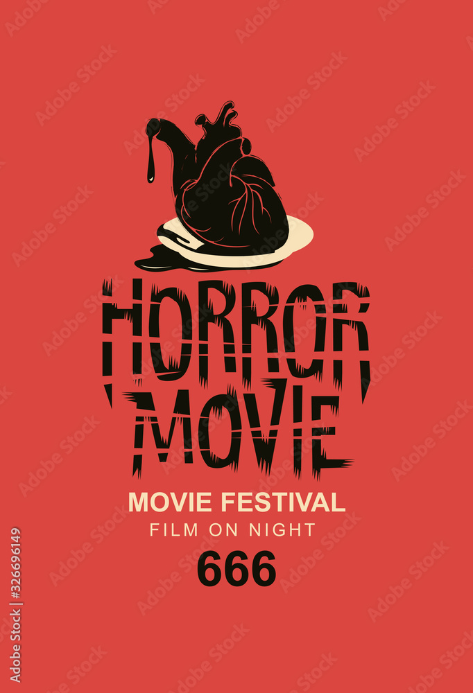 Vector banner or poster for a horror movie festival with a torn out ...
