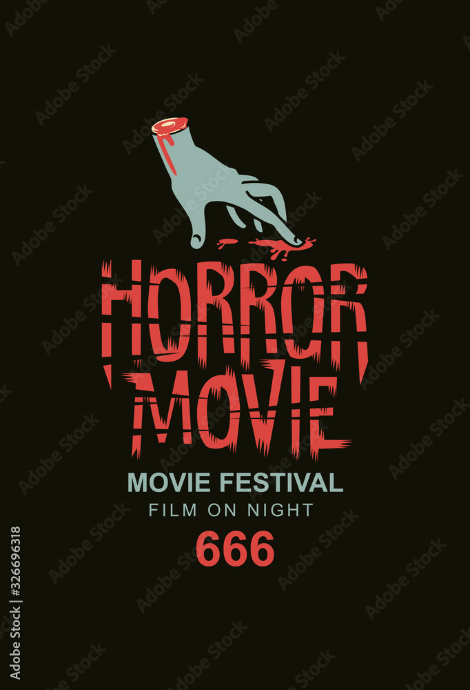Vector banner or poster for a horror movie festival with a walking ...