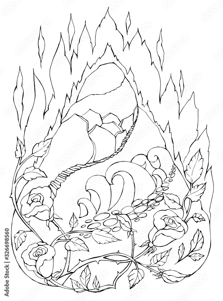 hand drawn sketch for coloring book Stock Vector | Adobe Stock