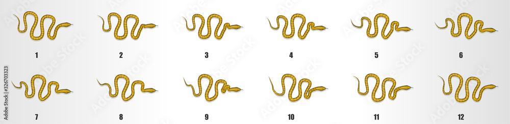 Sanke crawling animation sprite sheet, loop animation sequencce Stock ...