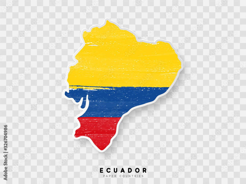 Ecuador Detailed map with flag. Painted in watercolor paint colors in ...