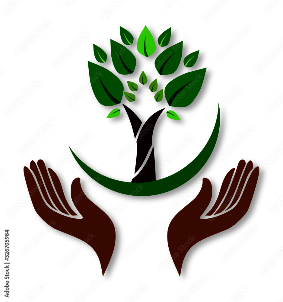 Tree and hands symbol. Diverse culture concept illustration for ...