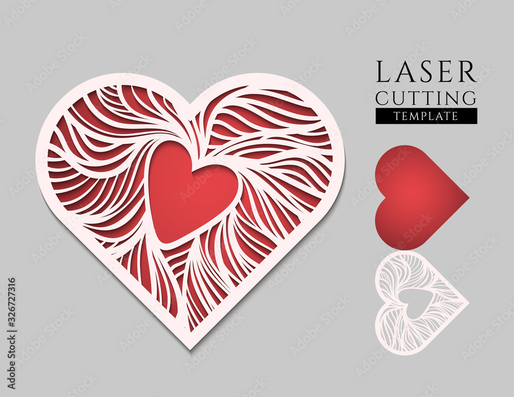 laser cutting heart template for interior design, layouts wedding cards ...
