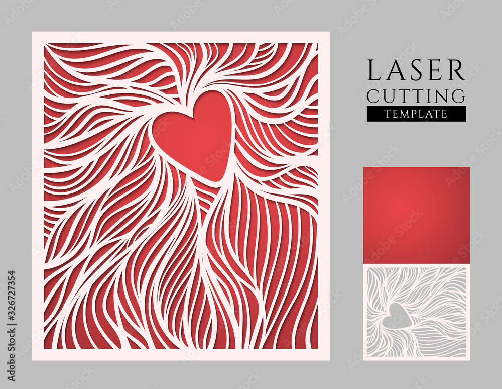 Poster laser cutting heart template for interior design, layouts ...