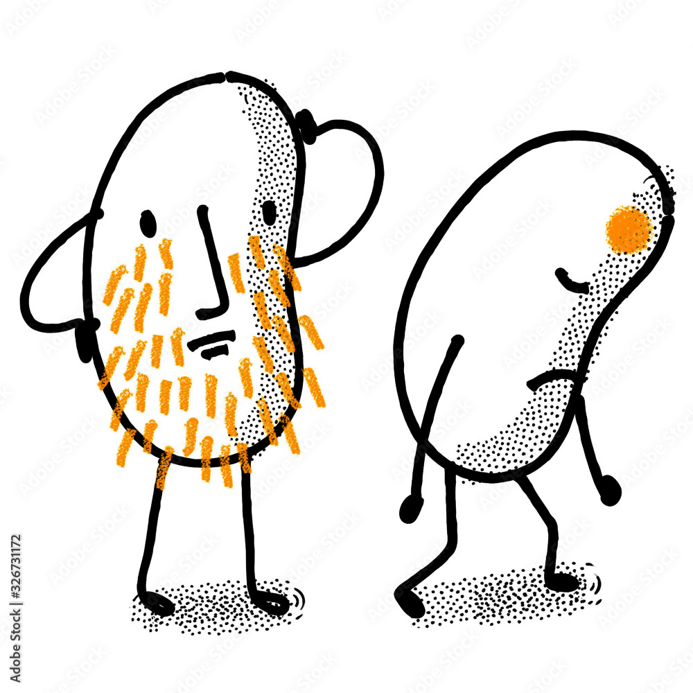 Human Beans. Two bean-shaped characters (vectors) on white background ...