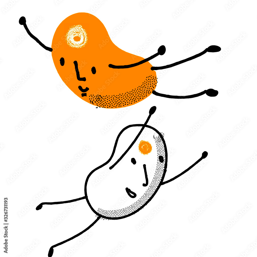 Human Beans. Two bean-shaped characters (vectors) on white background ...