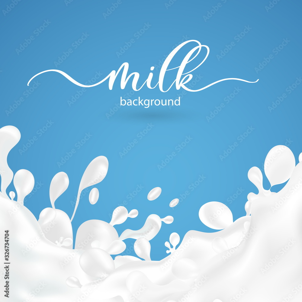 Milk splash background. Realistic milky splashes and drops background ...