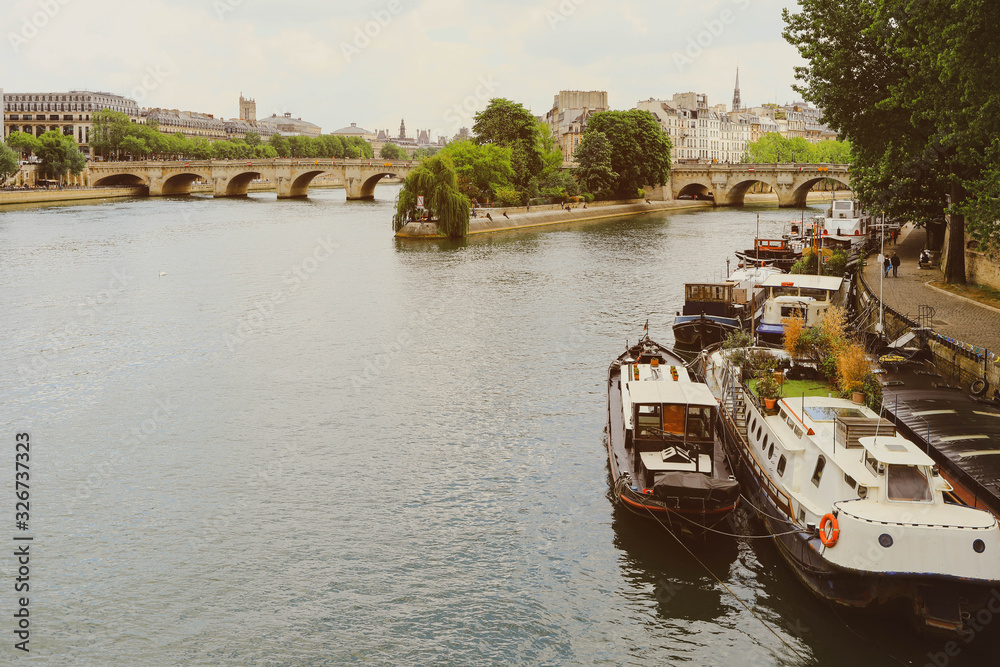 Pont Neuf in vintage color, it’s the oldest standing bridge across the ...