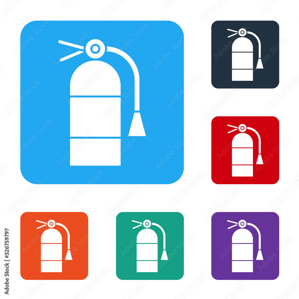 White Fire extinguisher icon isolated on white background. Set icons in ...