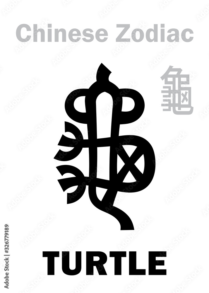 Vetor do Stock: Astrology Alphabet: TURTLE / TORTOISE [龜] sign of ...