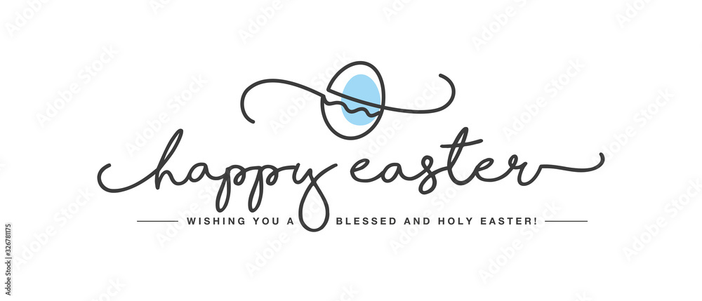 Happy Easter handwritten typography lettering text line design color ...