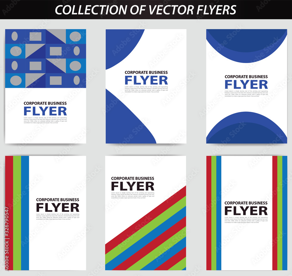 collection of geometric shapes flyers, mega pack brochure design ...