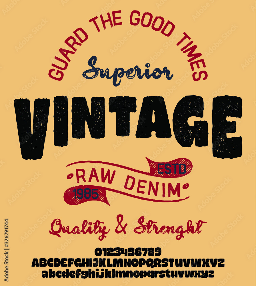 Original vintage Denim print for t-shirt or apparel. Old school vector ...