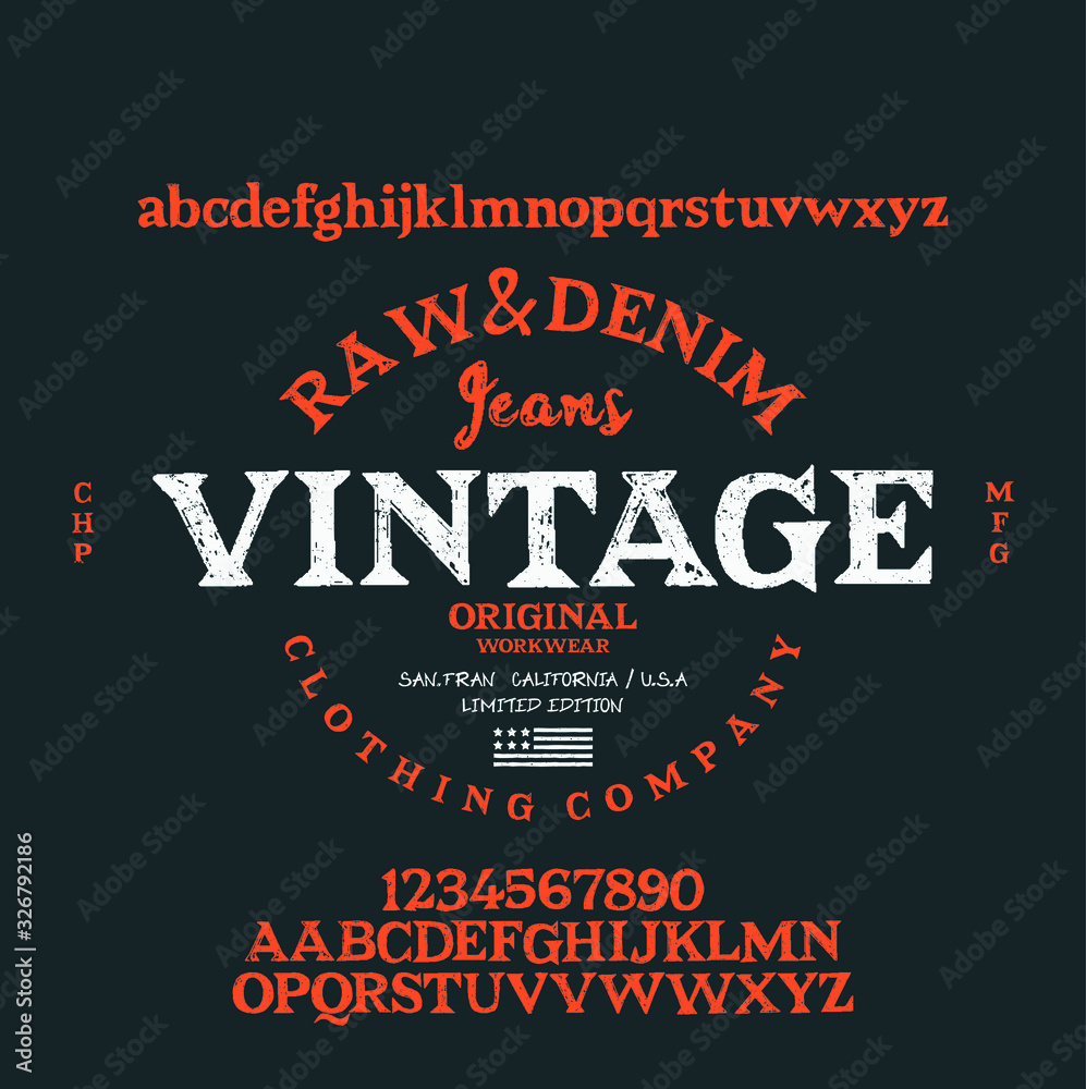 Original vintage Denim print for t-shirt or apparel. Old school vector ...