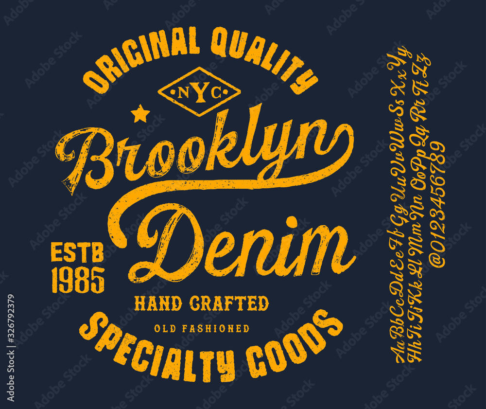 Original vintage Denim print for t-shirt or apparel. Old school vector ...