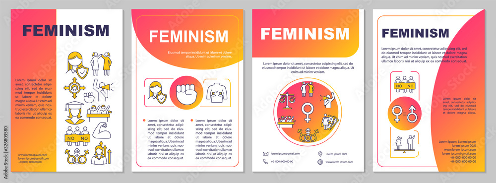 Feminist protest brochure template. Women right movement demonstration ...