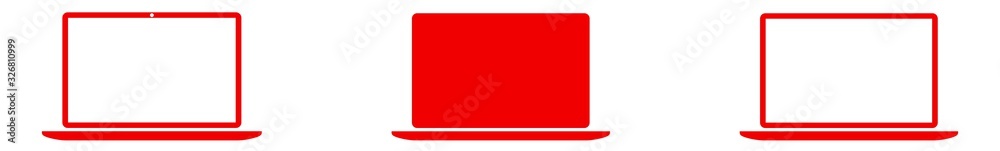 Laptop Icon Red | Notebook Computer Illustration | Laptops Screen ...