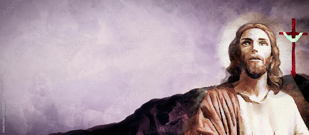Jesus Christ. Crucifixion. Watercolor christian banner Stock ...