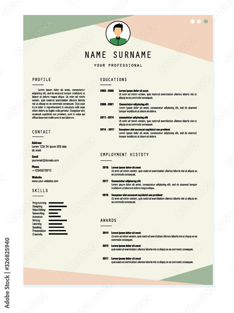 best resume template vector design for job application Stock Vector ...